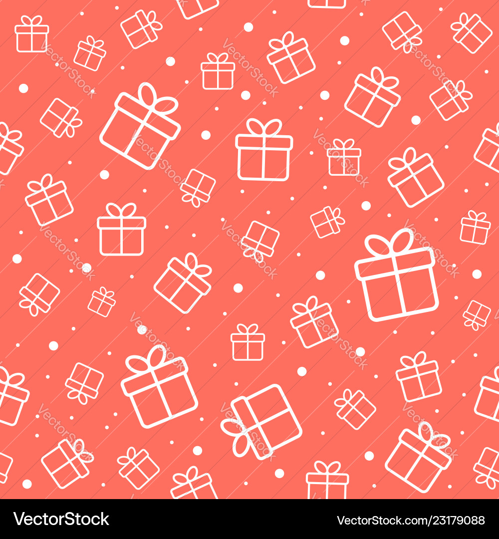 Gift boxes seamless pattern living coral color Vector Image