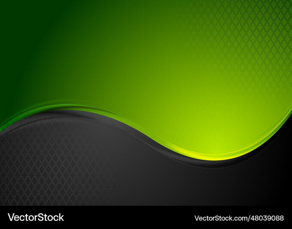 Green and black contrast wavy background Vector Image