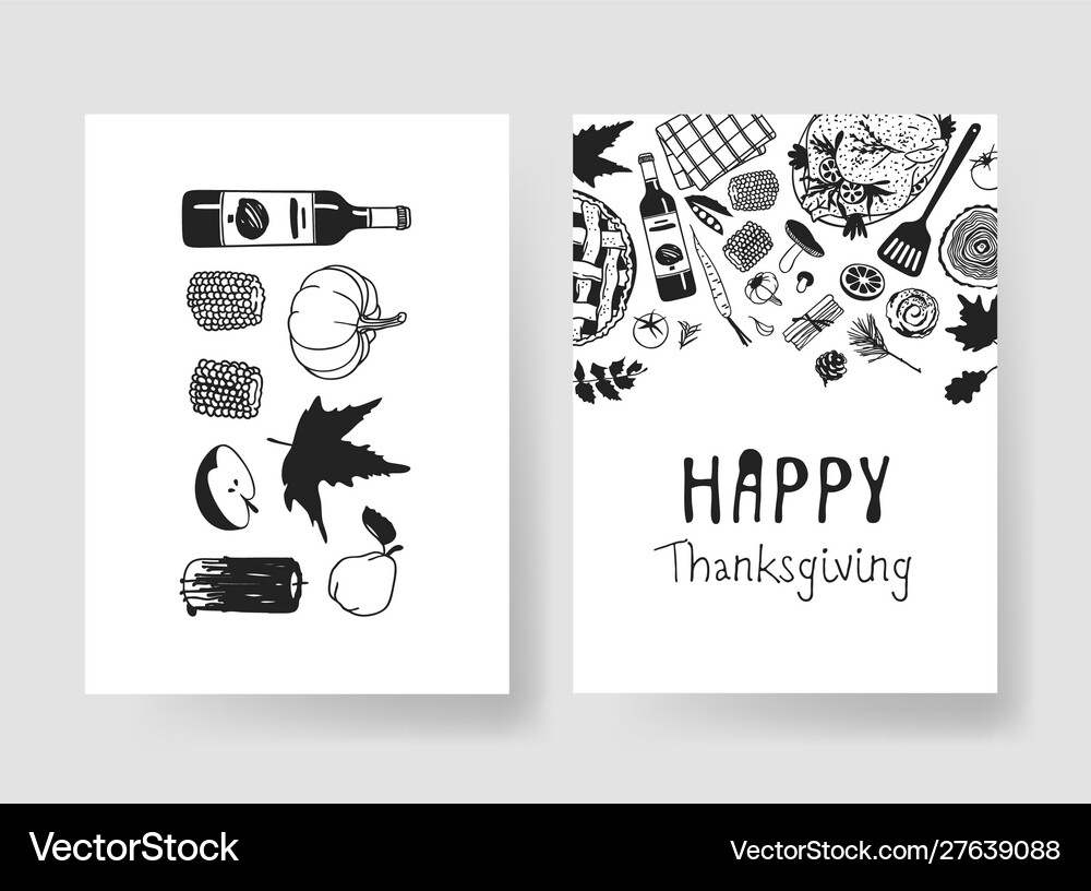 Hand drawn autumn holidays creative ink art work Vector Image
