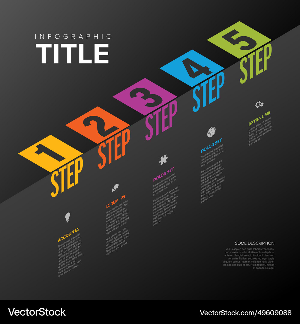 Infographic steps on the dark edge diagram Vector Image