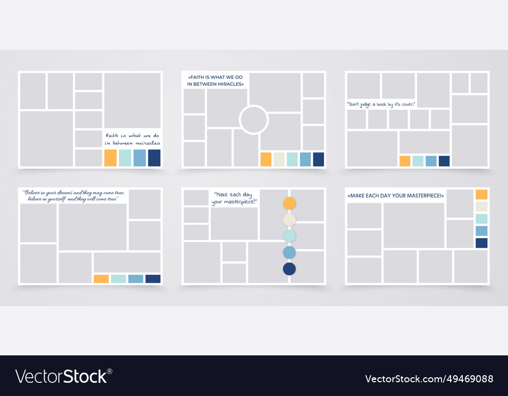 Photo Collage Grid Mood Board Template Royalty Free Vector
