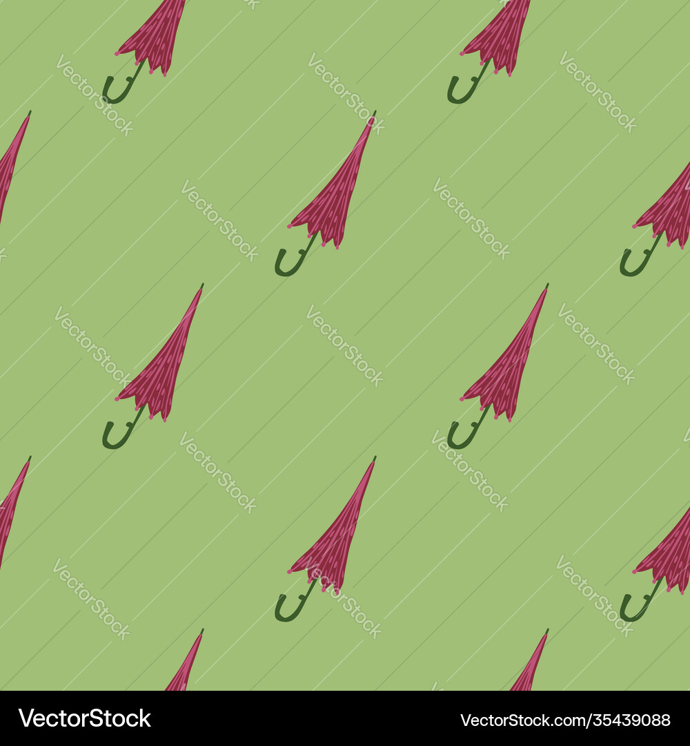 Rainy season seamless pattern with pink umbrella Vector Image