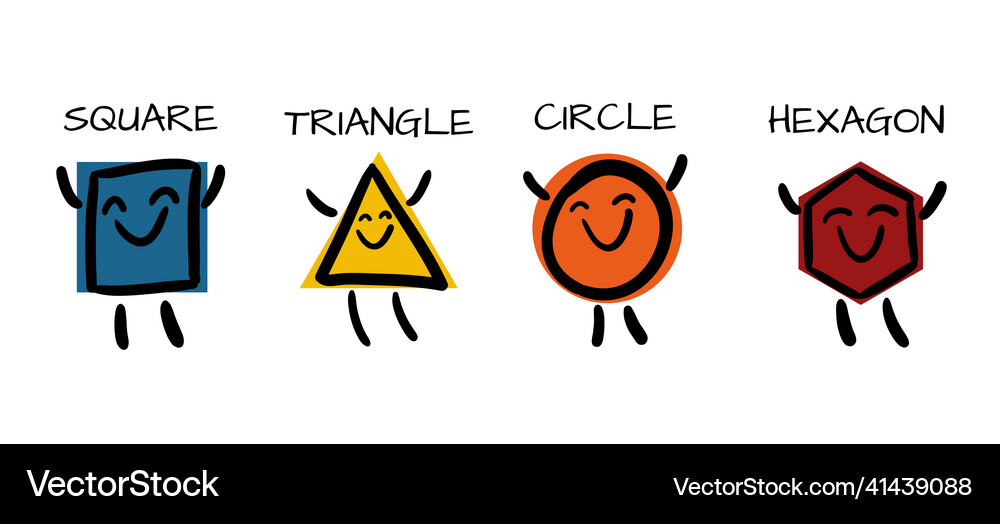 Set of basic geometric figures with happy faces Vector Image