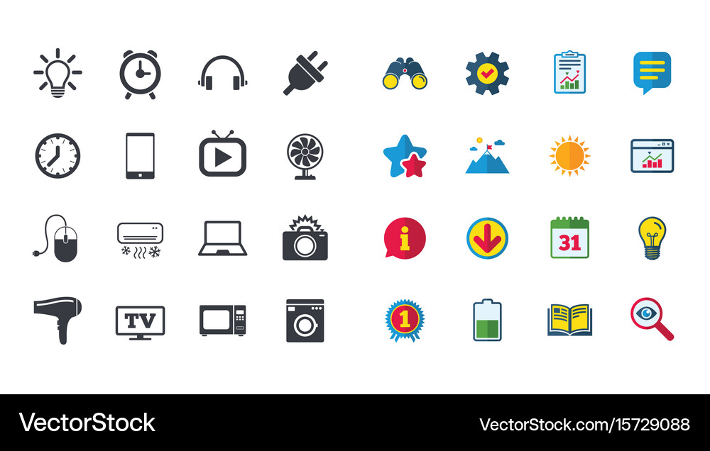 Set of electronics home appliances and devices Vector Image