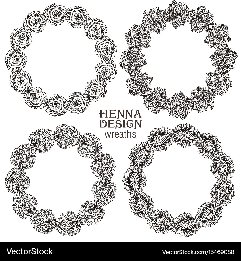 Set of henna floral frames Royalty Free Vector Image