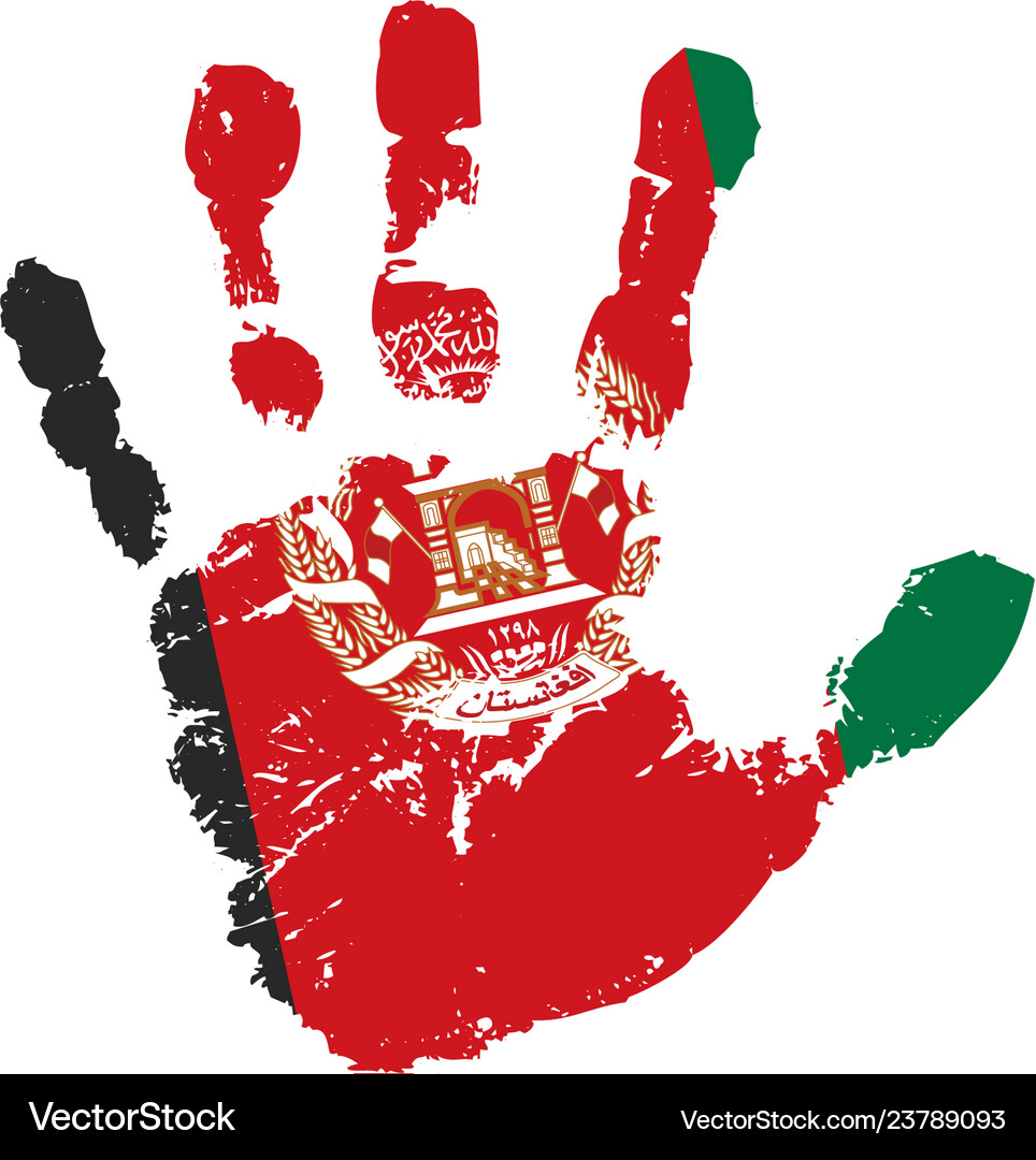 Afghanistan flag and hand on white background Vector Image