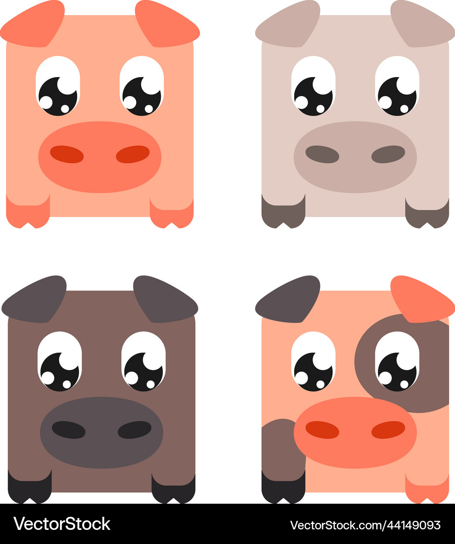 Cartoon colorful pig set on white background Vector Image