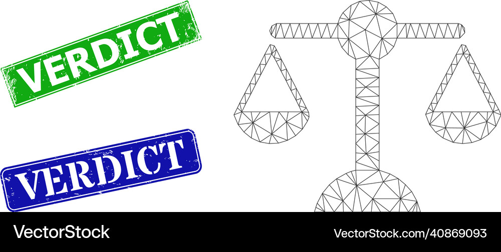 Distress verdict stamp imitations and polygonal Vector Image