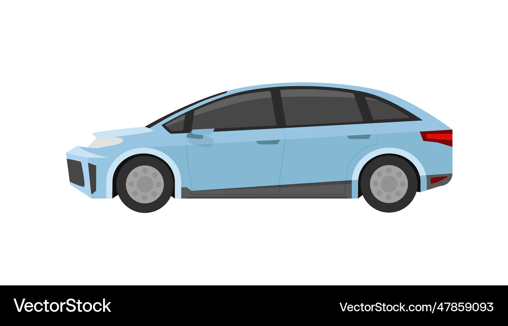 Flat blue sedan car on isolated white background Vector Image