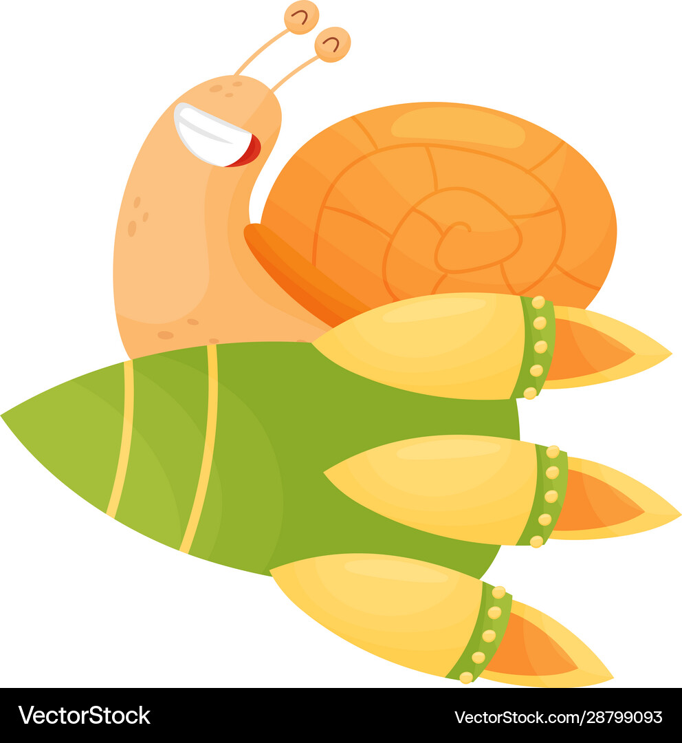 Flying snail with rocket turbine cartoon Vector Image