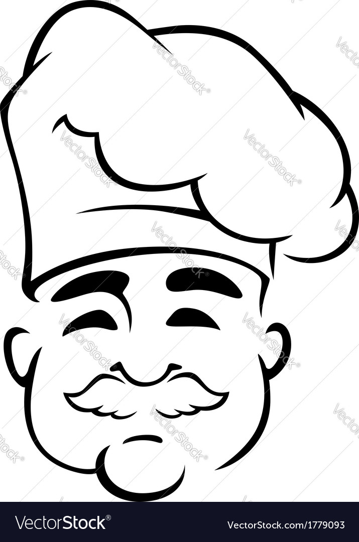 Happy european chef in toque hat Royalty Free Vector Image