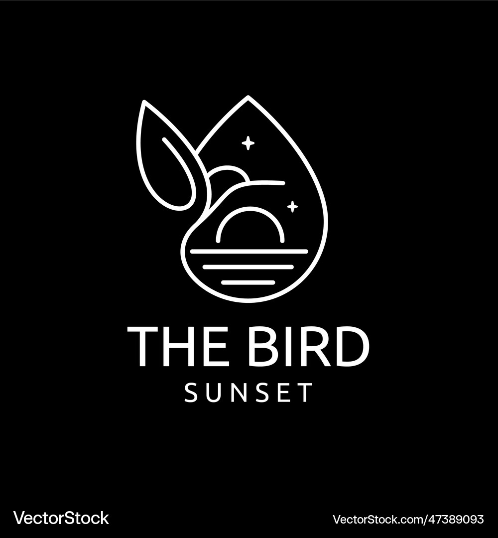 Hummingbird with waterdrop and sunset logo Vector Image