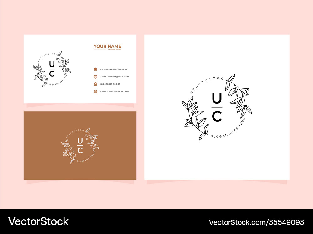 Initial uc letters beautiful floral feminine Vector Image