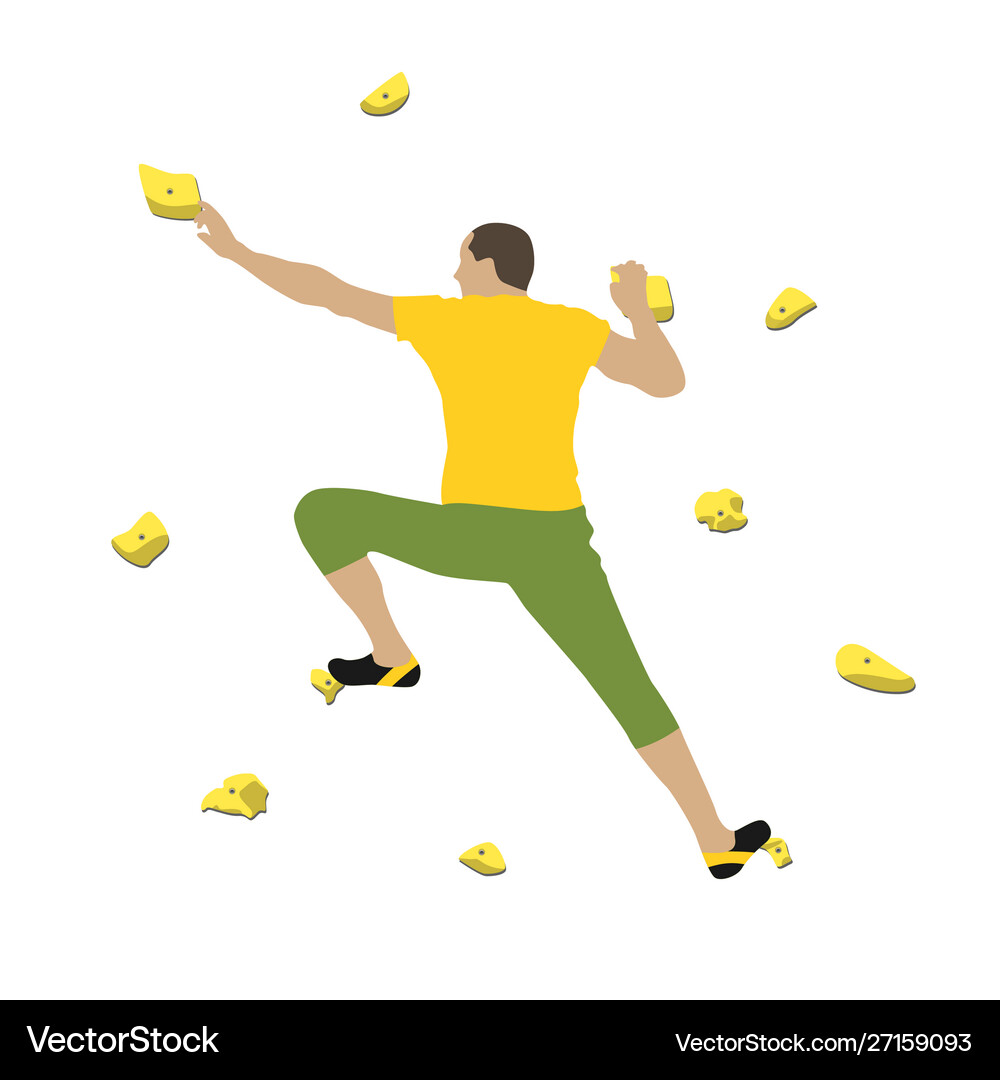 Man climbs climbing wall Royalty Free Vector Image