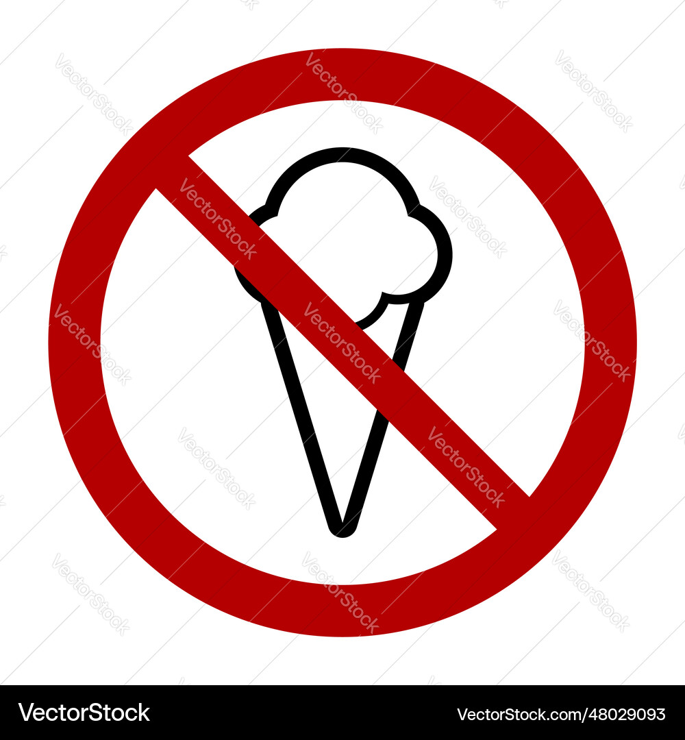 No ice cream symbol prohibition sign flat Vector Image
