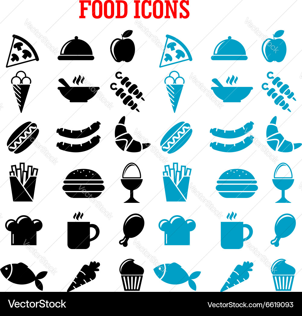 Restaurant and fast food flat icons Royalty Free Vector