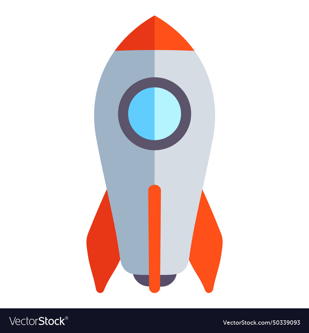 Rocket flat icon isolated on white background Vector Image