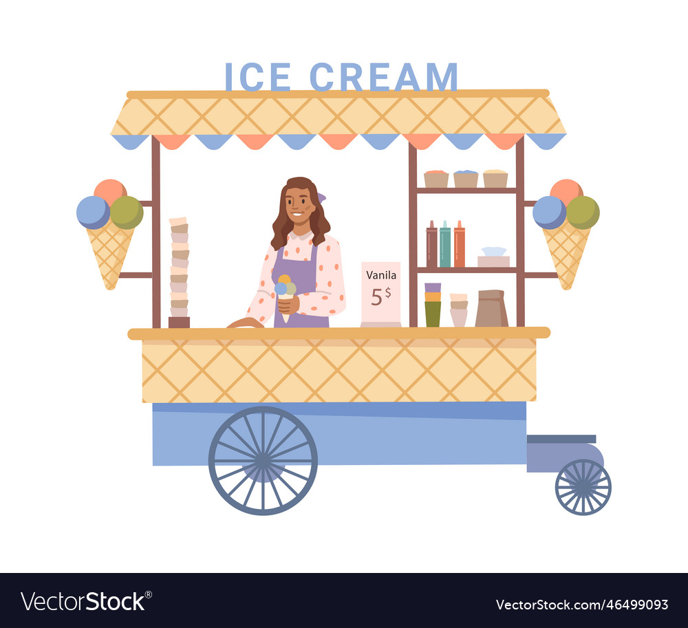 Street Stall Selling Ice Cream Royalty Free Vector Image