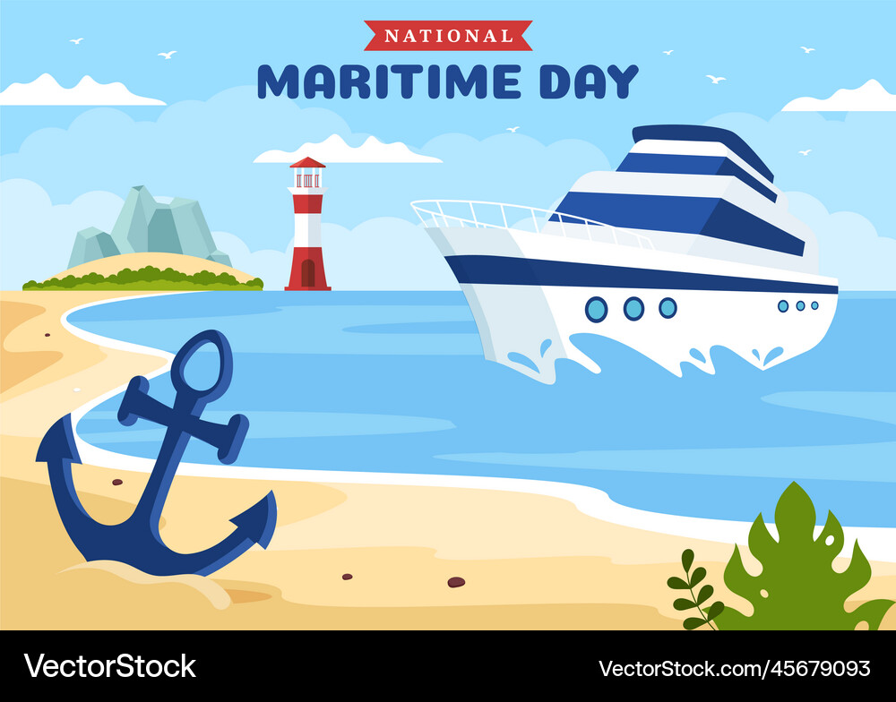 World maritime day with sea and ship for web Vector Image
