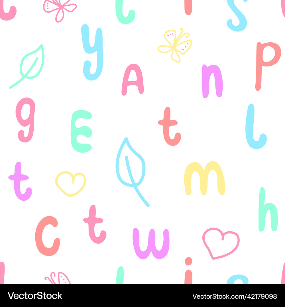 Baby seamless pattern with english letters Vector Image