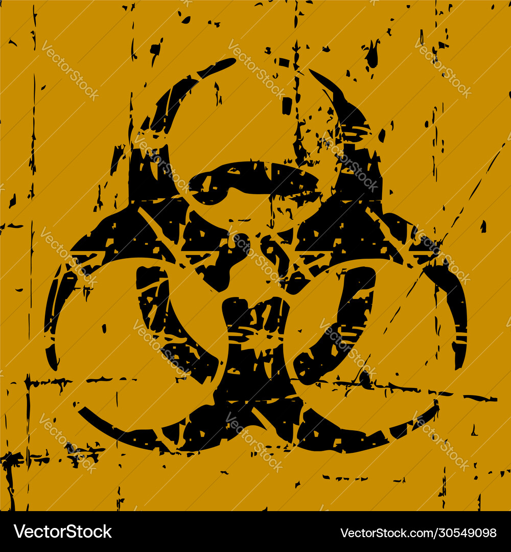 Biohazard warning black grunge sign Royalty Free Vector