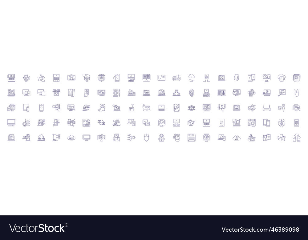 Computer line icons signs set design collection Vector Image