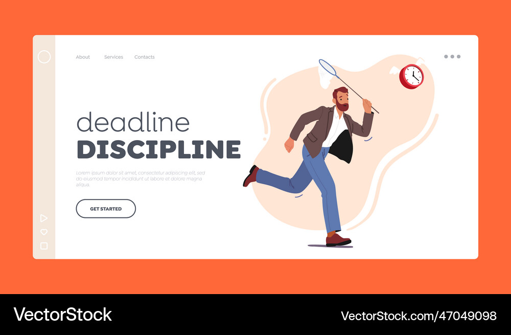 Deadline discipline landing page template man Vector Image
