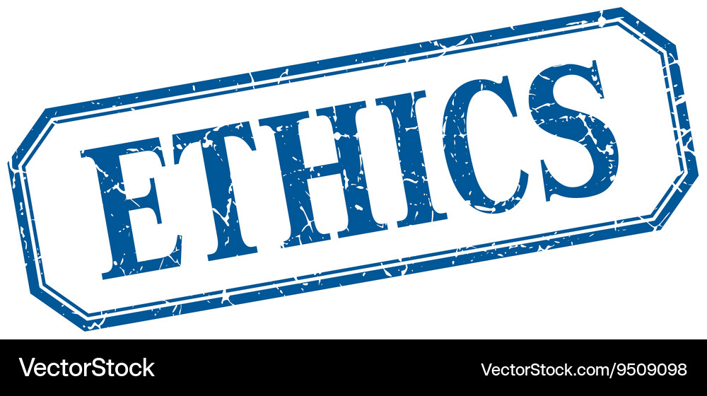 Ethics square blue grunge vintage isolated label Vector Image