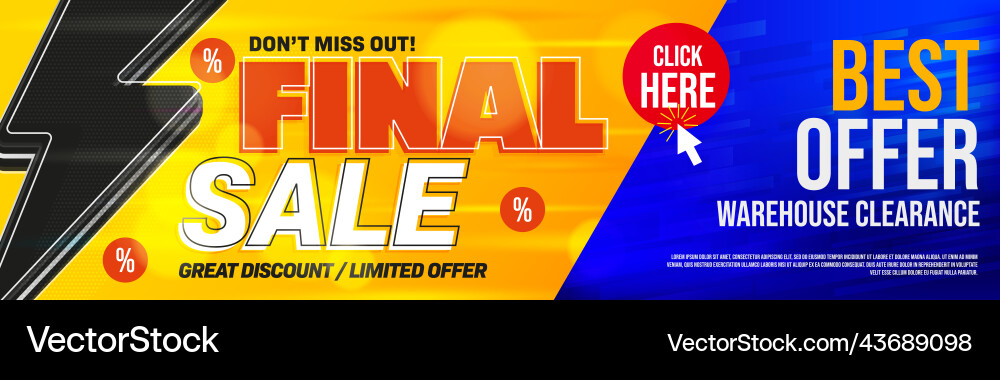 Final sale banner warehouse clearance flyer Vector Image