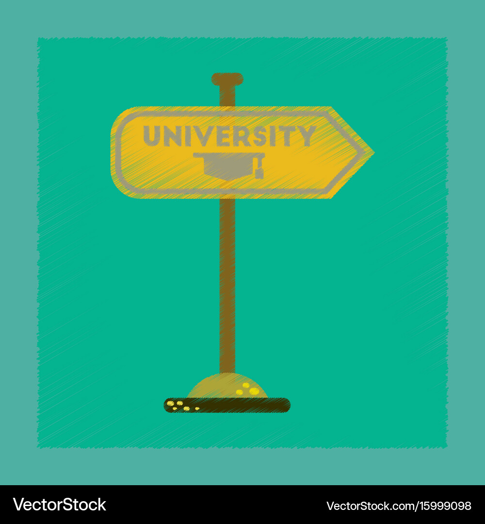 Flat shading style icon university sign Royalty Free Vector