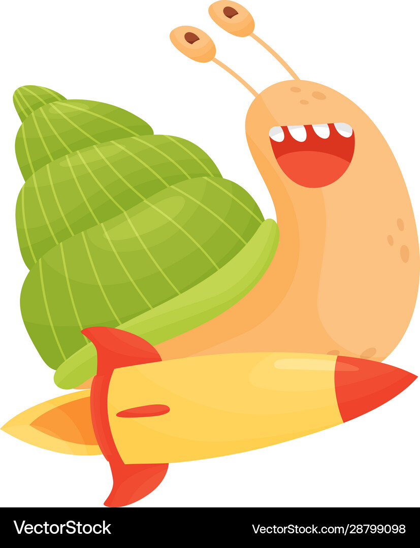 Flying snail with rocket turbine cartoon Vector Image