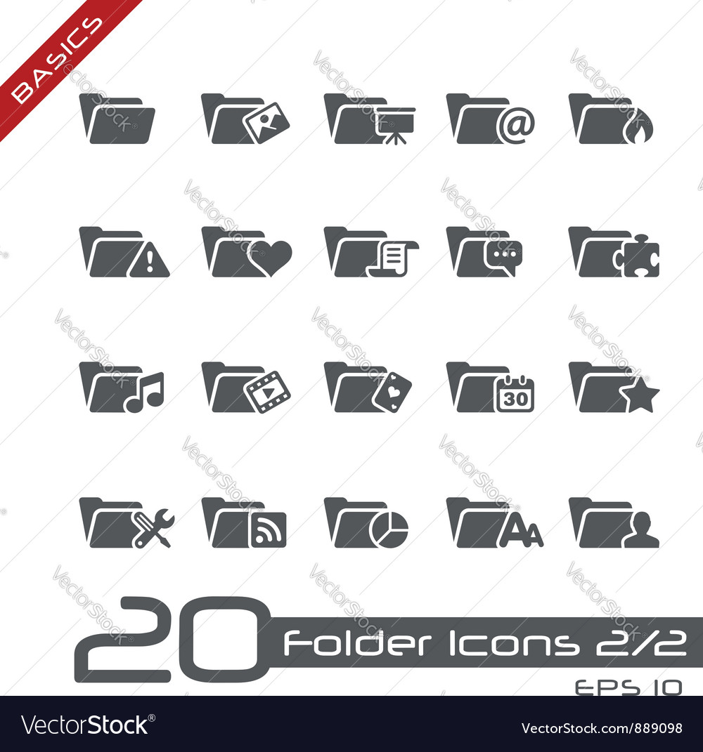 Folder Icons Basics Royalty Free Vector Image - VectorStock