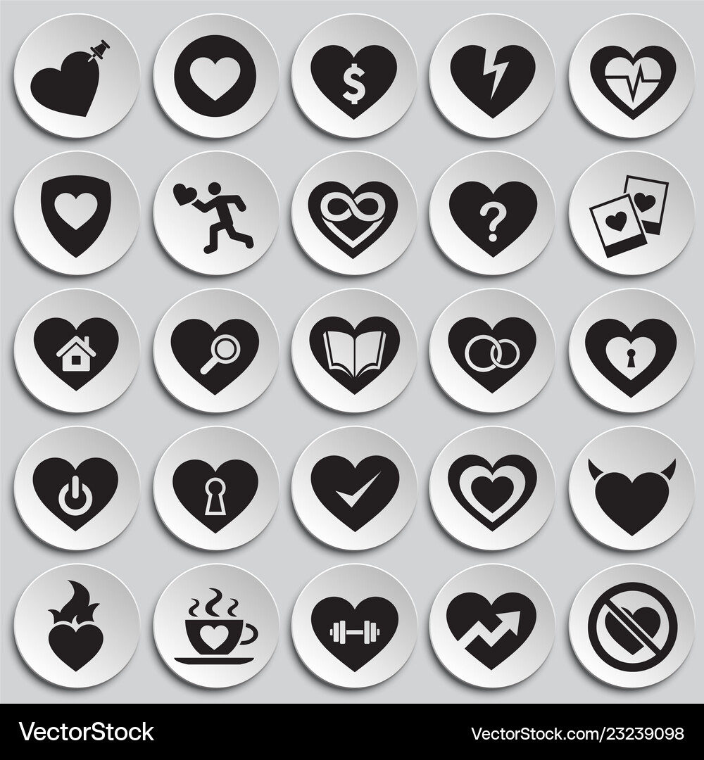 Heart icon set on plates background for graphic Vector Image