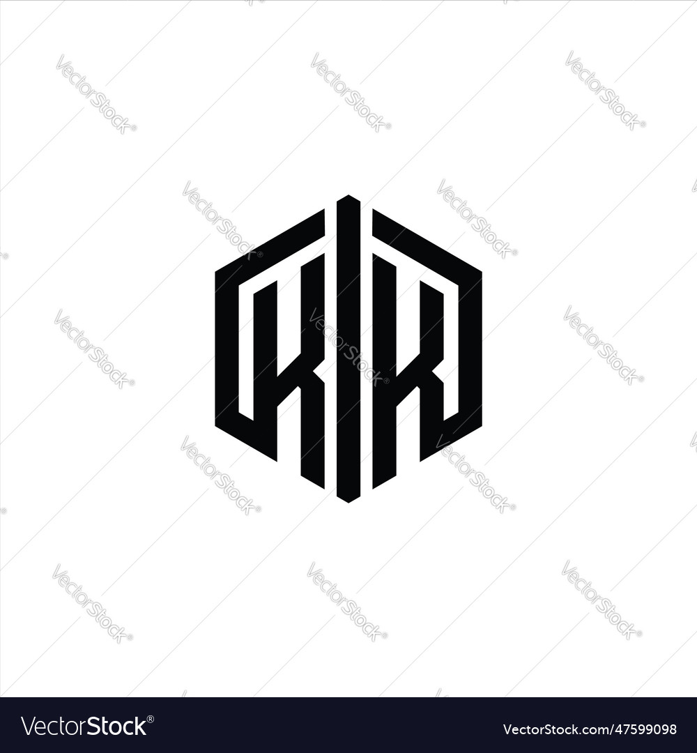 Kk letter logo monogram hexagon shape Royalty Free Vector