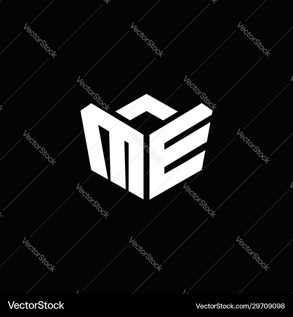 Me logo monogram with emblem style ribbon design Vector Image