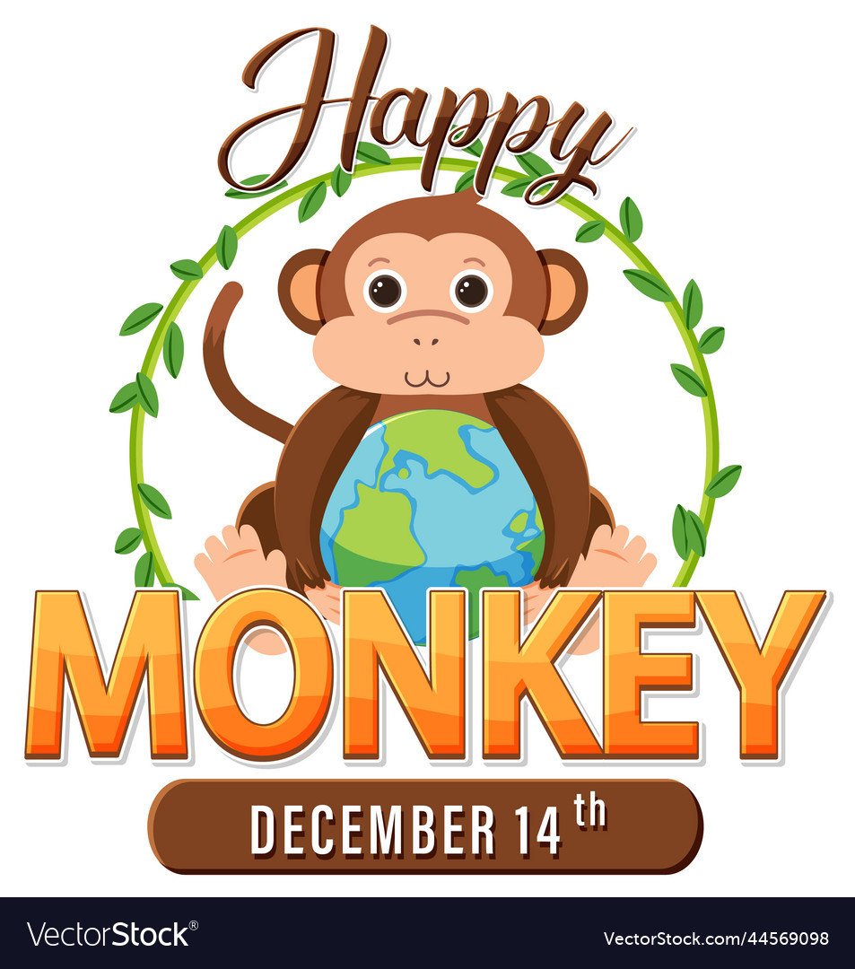 Monkey day text banner design Royalty Free Vector Image