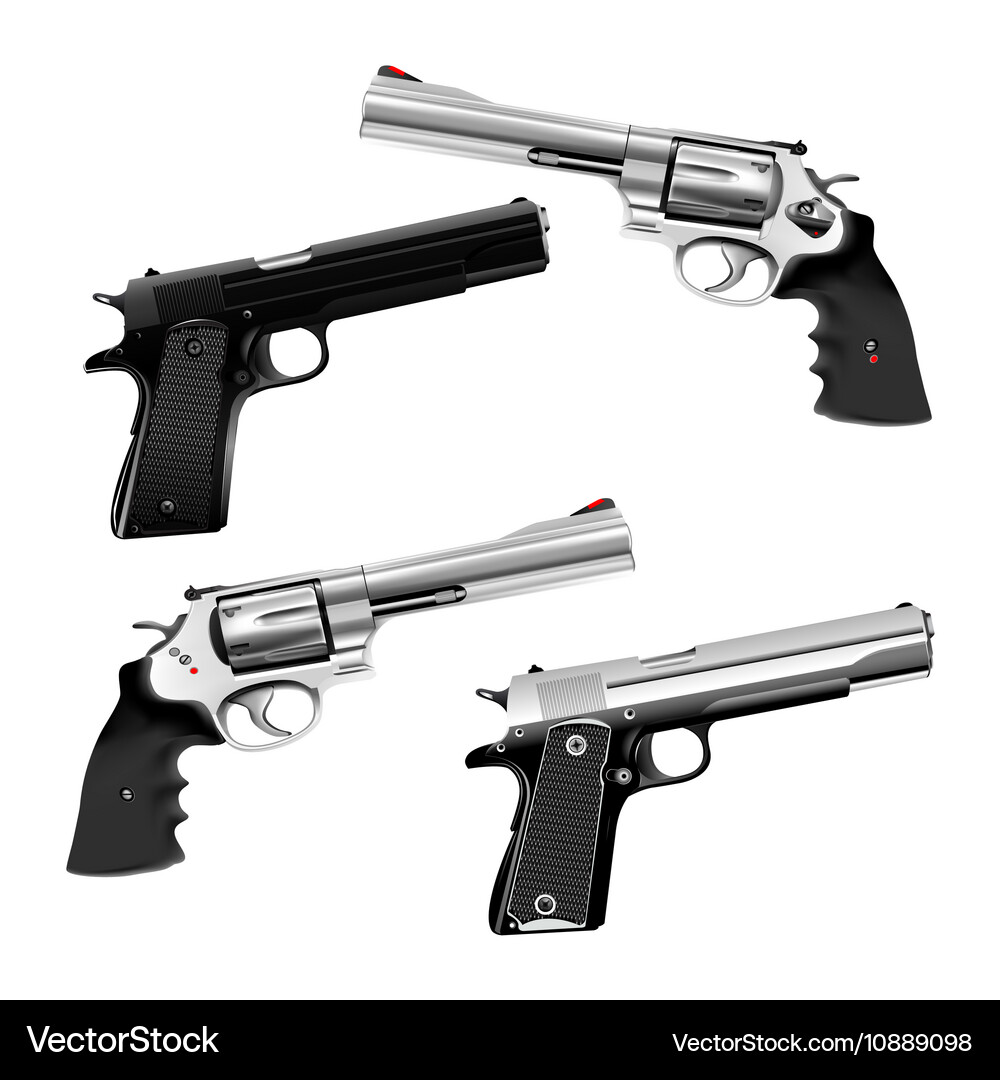 Pistol and Revolver Collection Royalty Free Vector Image