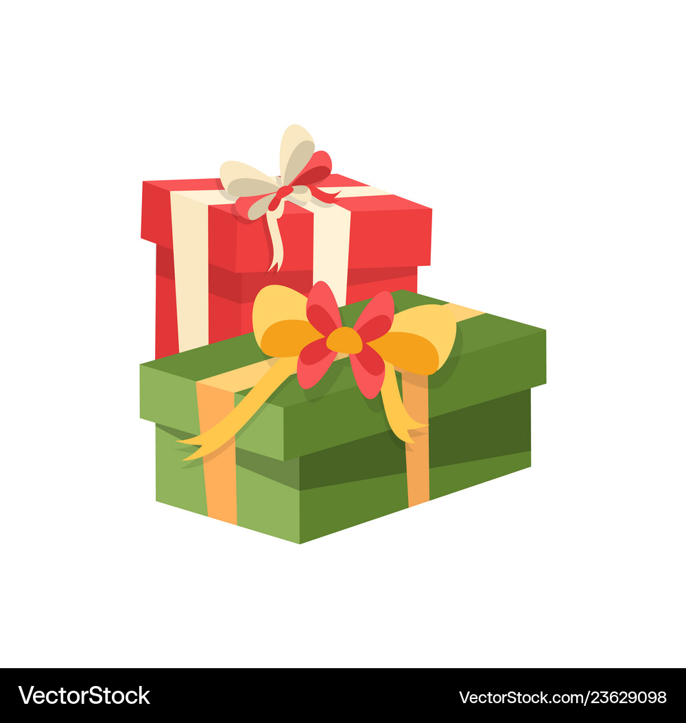 Red and green packages boxes decorated tape Vector Image