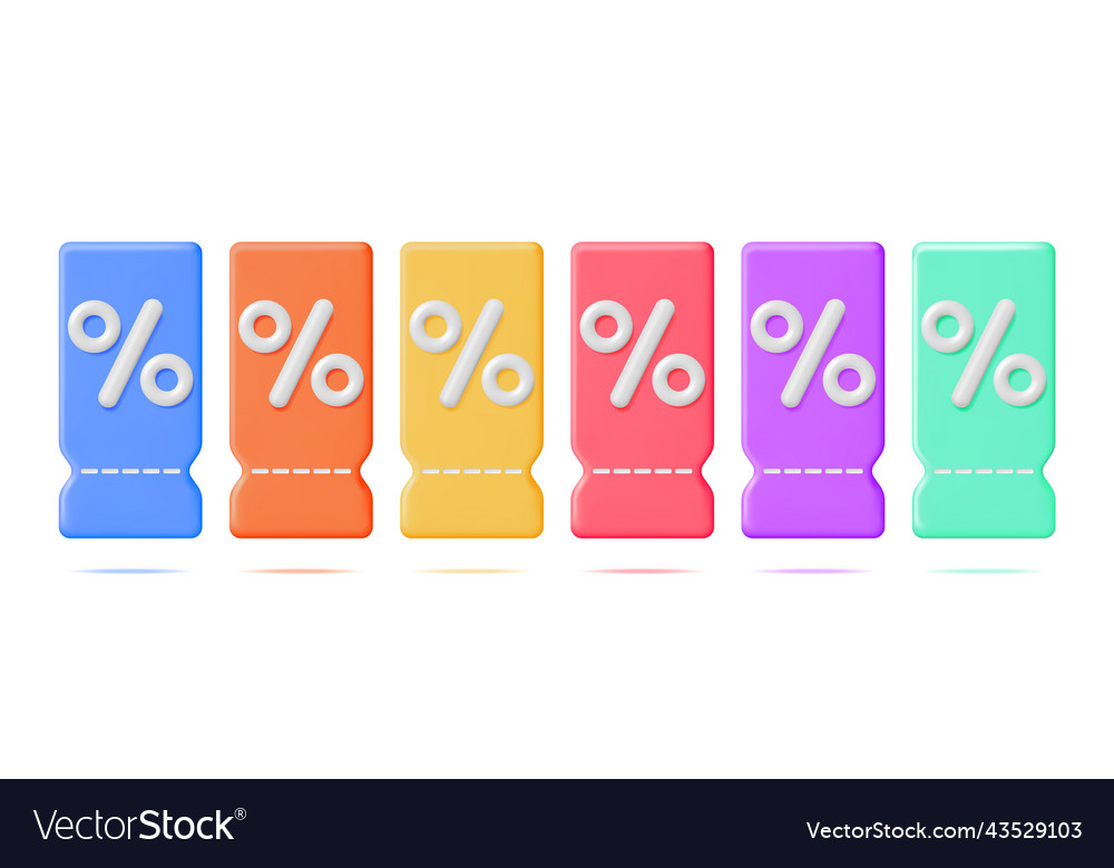 3d Coupon Set With Percent Symbol Royalty Free Vector Image