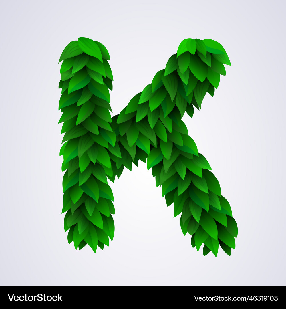 Alphabet letters made from fresh green leafs Vector Image