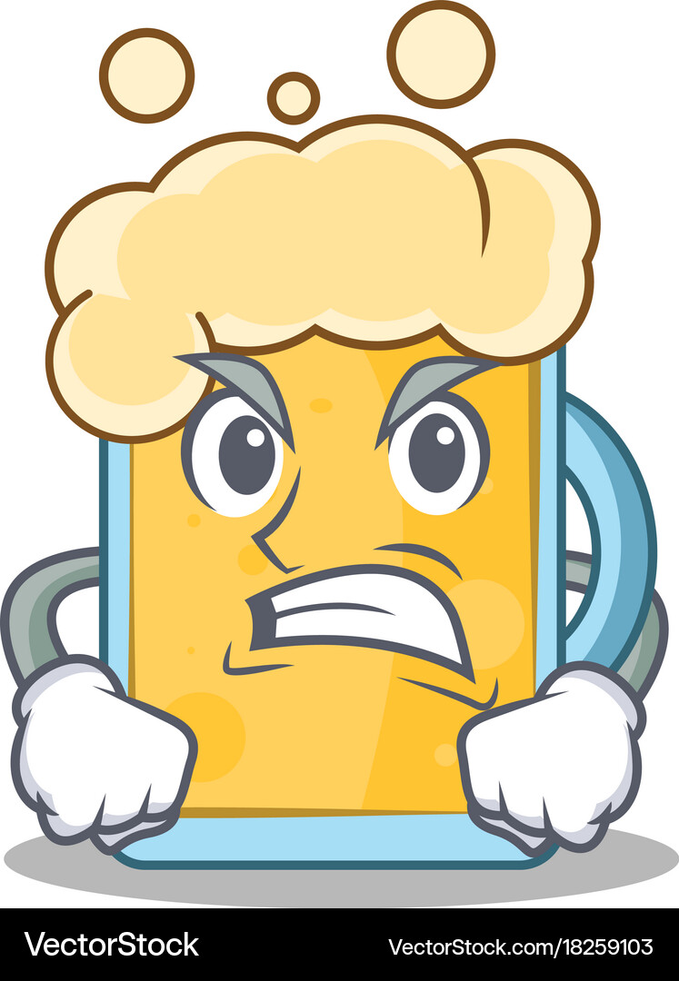 Angry beer character cartoon style Royalty Free Vector Image