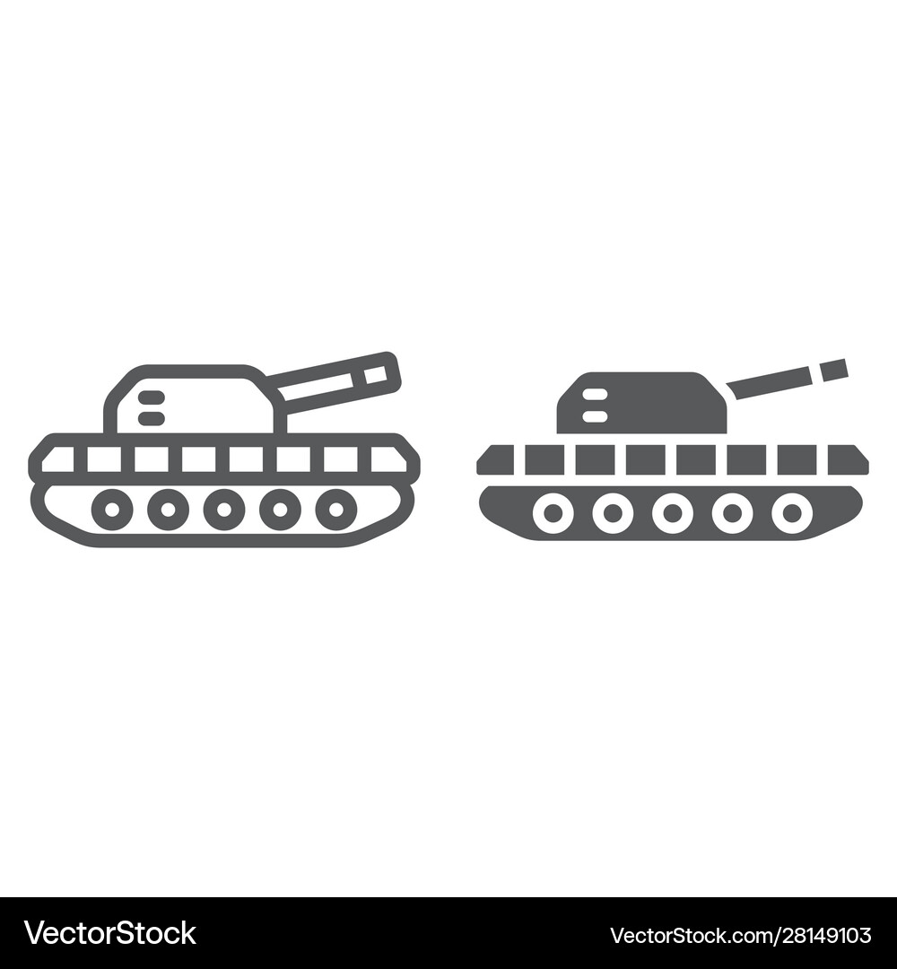 Army tank line and glyph icon force Royalty Free Vector