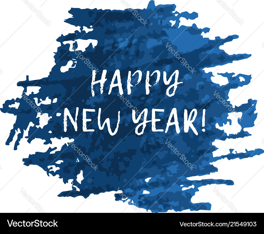 Blue splash blot with happy new year text Vector Image