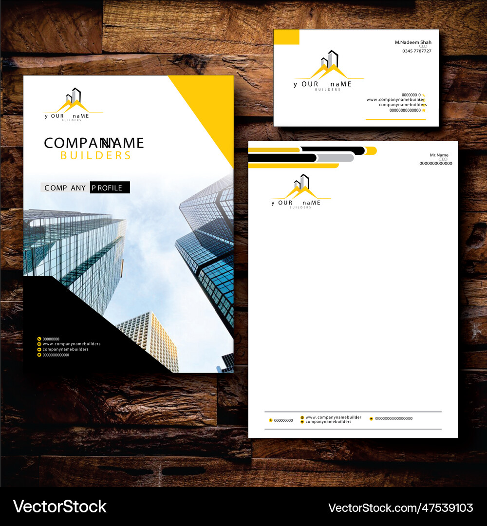 Card and latter pad company profile Royalty Free Vector