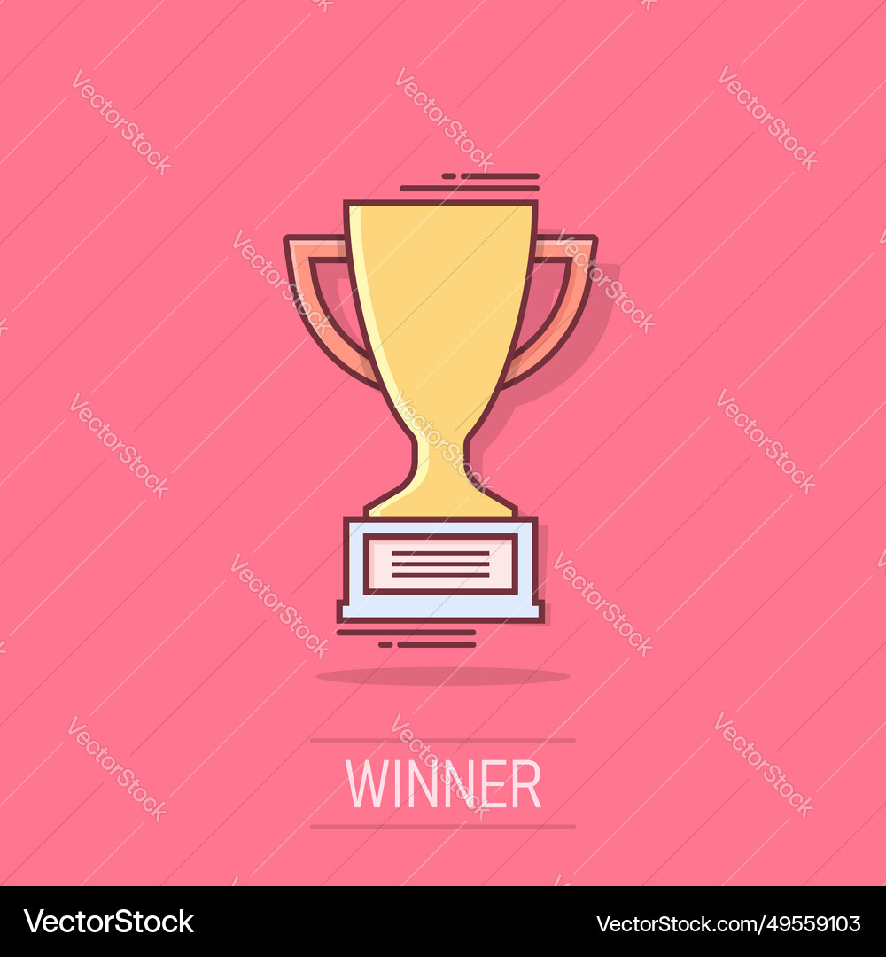 Cartoon trophy cup icon in comic style winner Vector Image