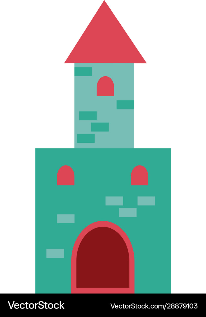 Cute fairytale castle isolated icon Royalty Free Vector