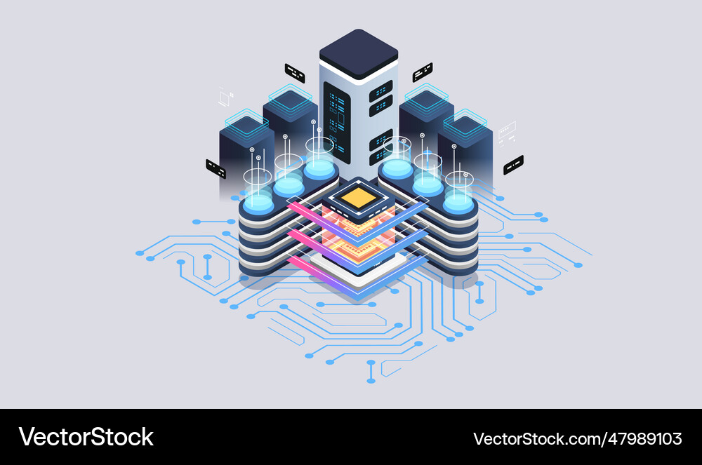Data center server room concept of big Royalty Free Vector