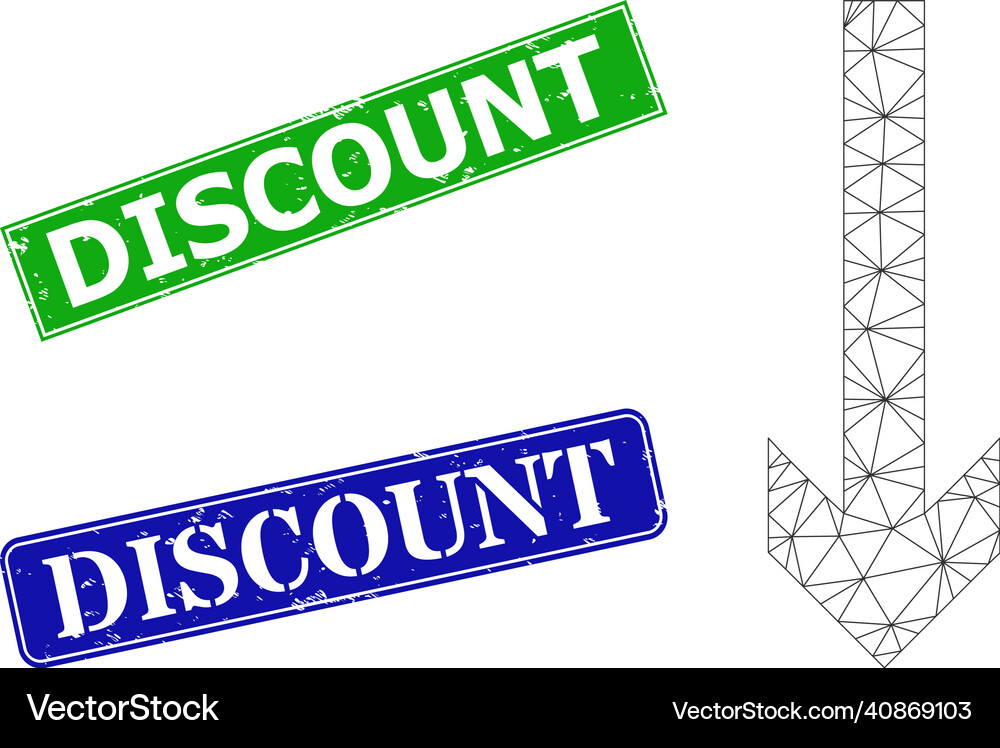 Distress discount stamp seals and polygonal mesh Vector Image
