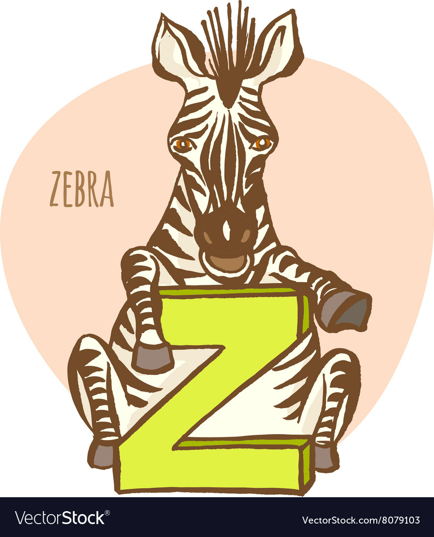 Funny zoo animals kids alphabet hand drawn ink Vector Image