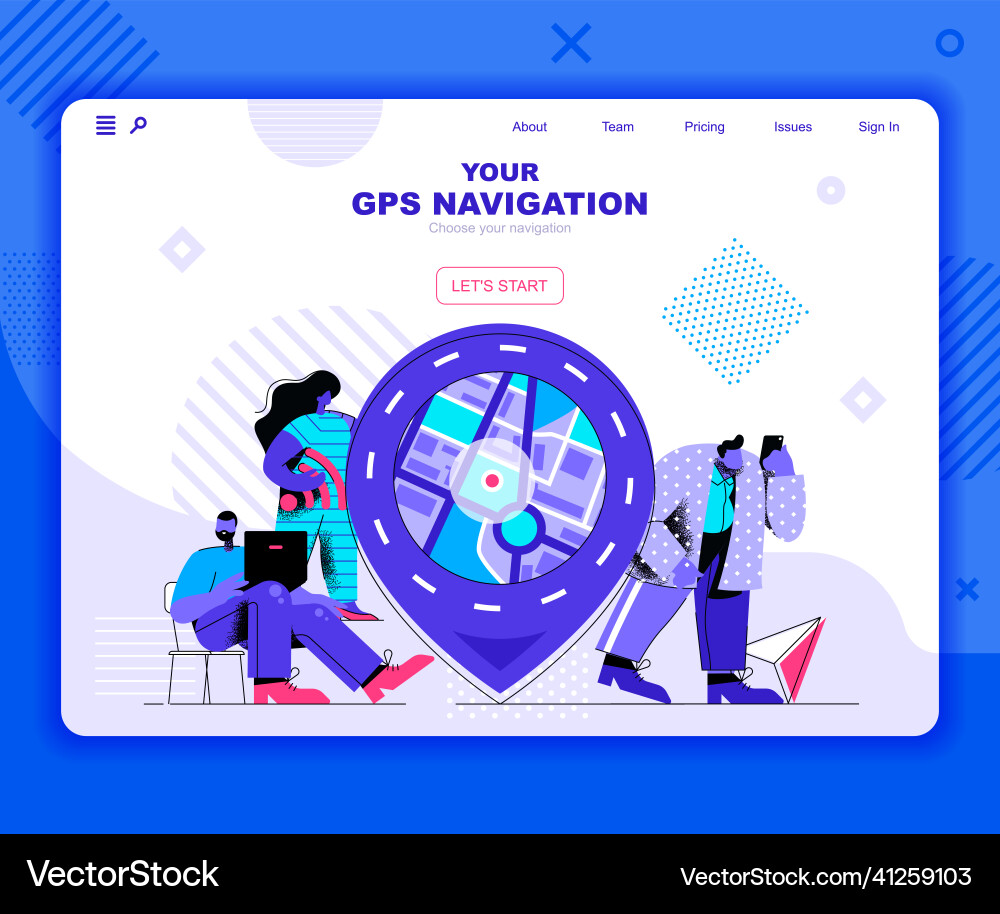 Gps navigation landing page template city Vector Image